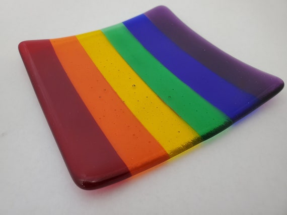 6x6 Transparent Glass Rainbow Plate | Etsy