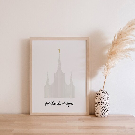 Portland Oregon LDS Temple Print Drawing 8x10 11x14 Digital | Etsy