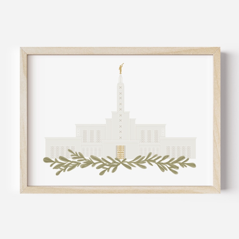 Los Angeles California LDS Temple Print Drawing, 5x7 8x10 11x14 ...