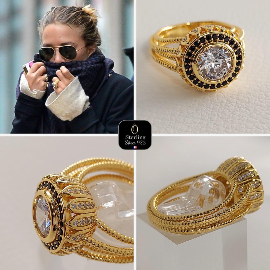 Mary-kate Olsen Inspired Engagement Ring – Black & White Evil Eye ...