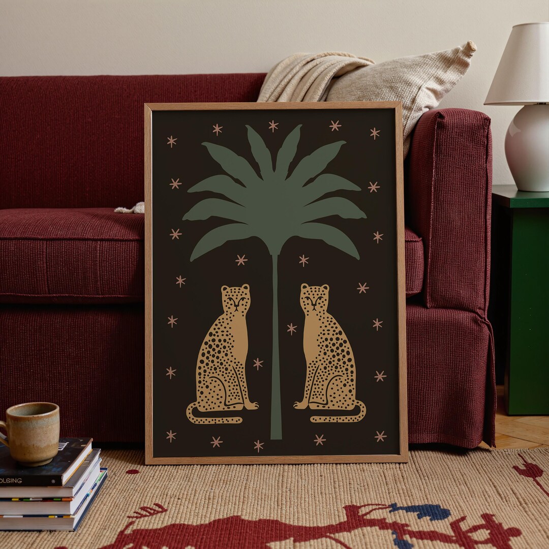 Cheetah Wall Art Boho Celestial Decor Bohemian Gallery Wall Jungle ...