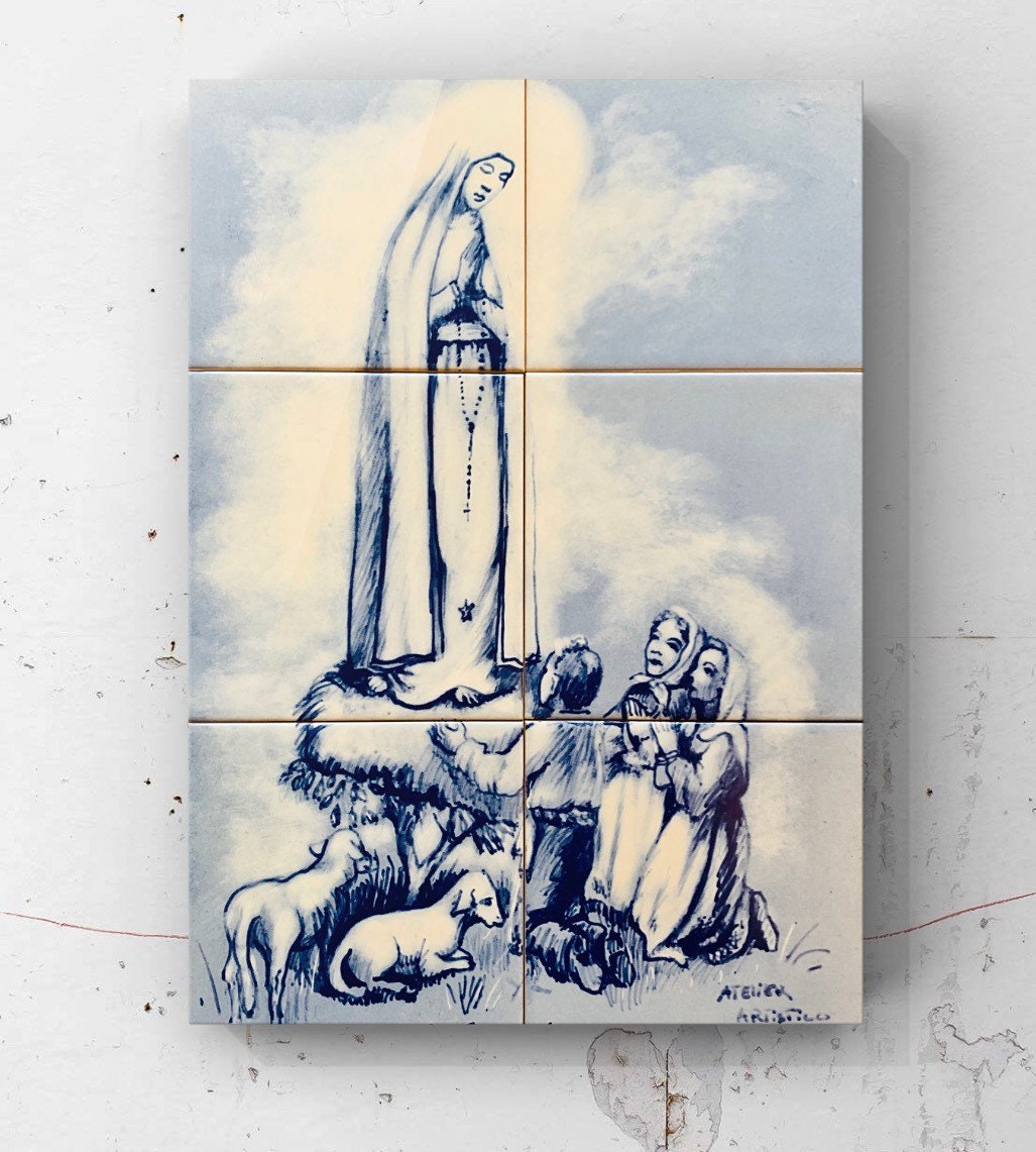 Religious Wall Tile Mural Our Lady of Fátima. 30 X 45 Cm, 11.81 X 17.71 ...