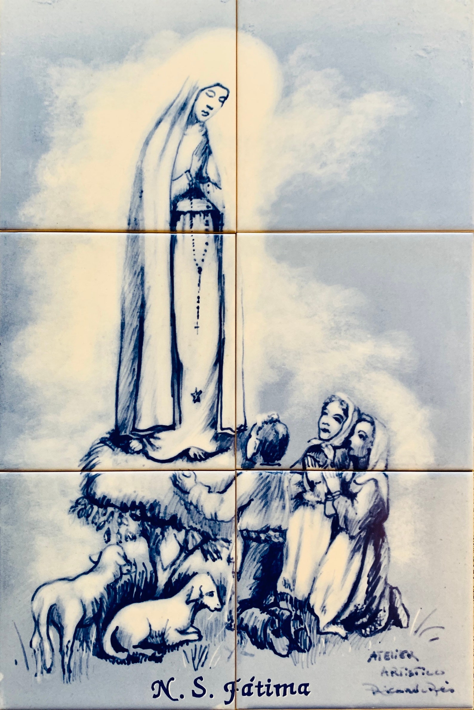 Religious Wall Tile Mural Our Lady of Fátima. 30 X 45 Cm, 11.81 X 17.71 ...