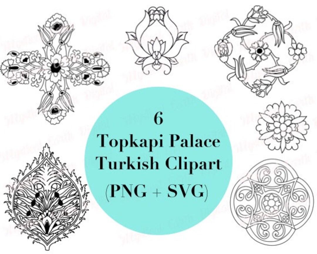 6 Turkish Floral Design Embroidery Flower Design PNG SVG Turkish Hand ...