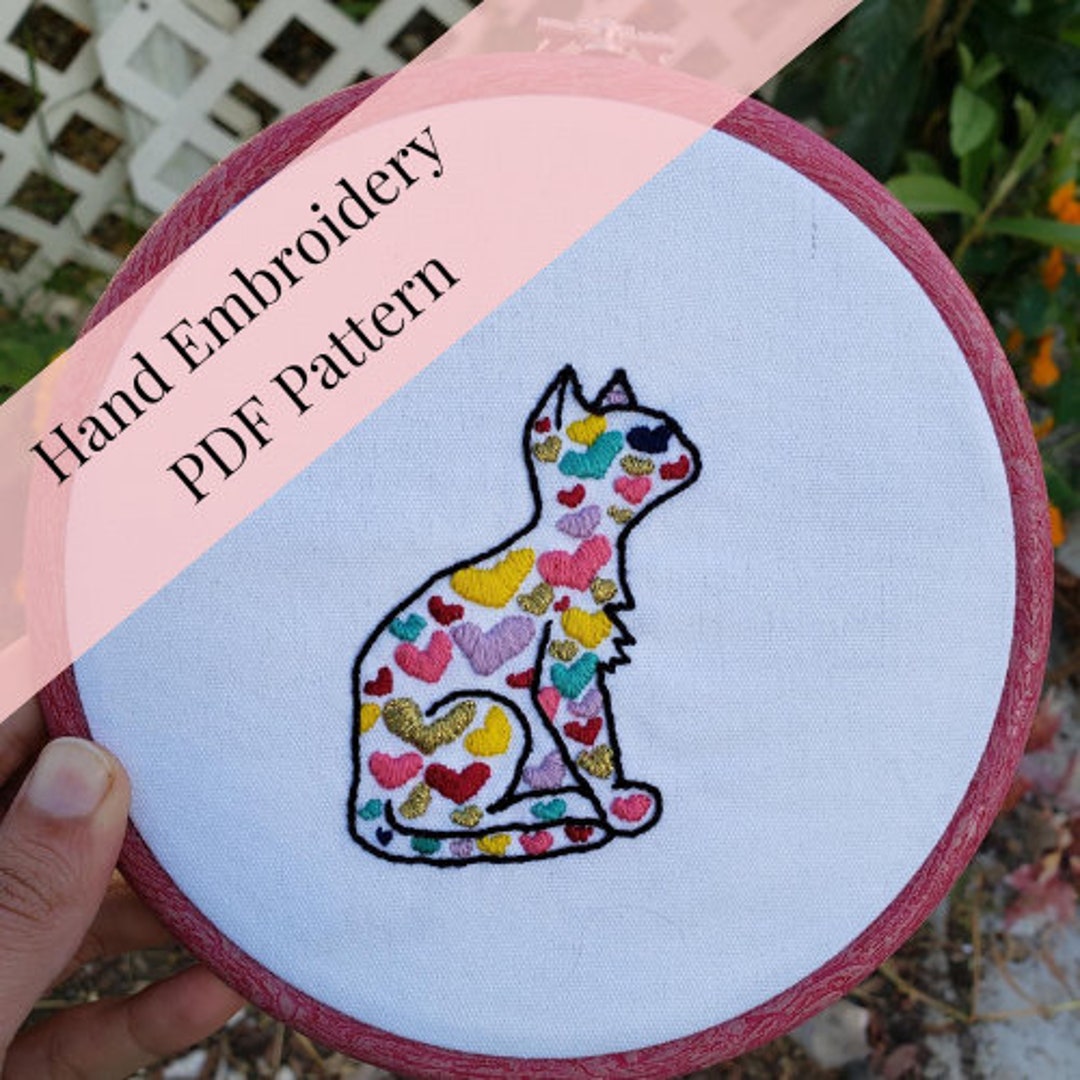 Cat Embroidery Pattern PDF Hand Embroidery for Beginners Pattern Cat ...