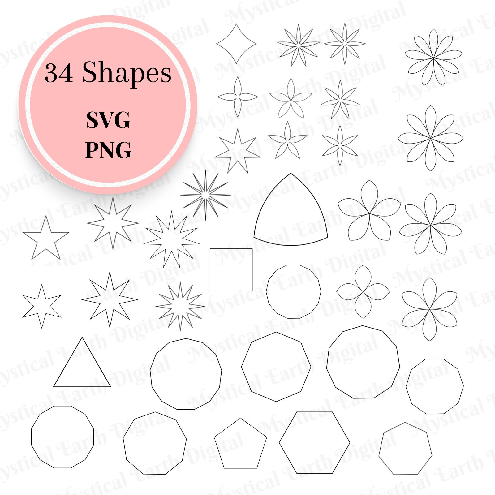 Polygon PNG Svg Flowers Stars Polygons, Shape Outline, Svg and PNG ...