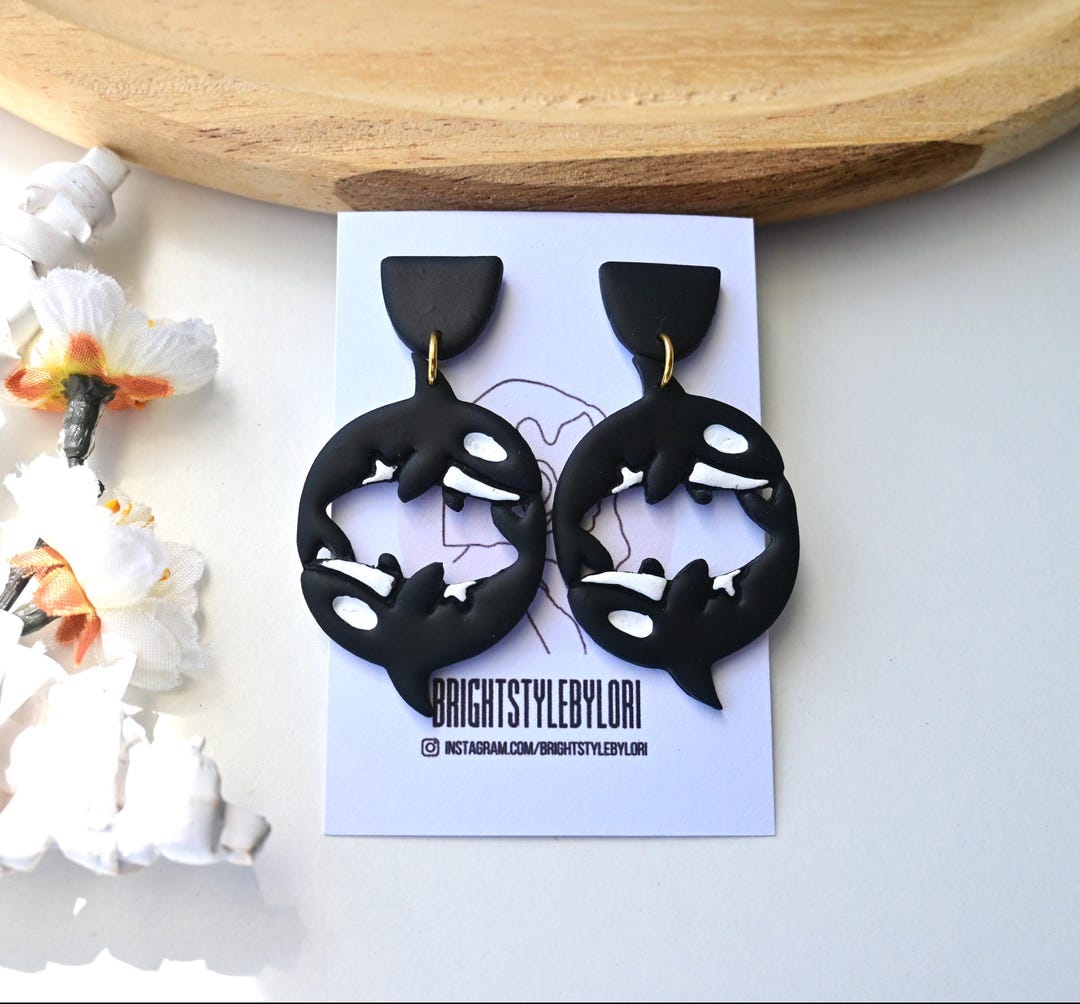 Orca the Killer Whale Polymer Clay Earrings/summer Statement Earrings ...