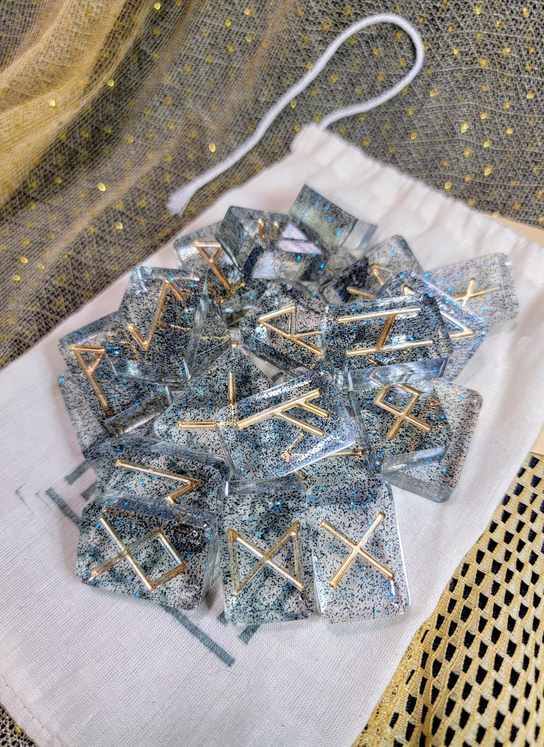 Stardust Rune Set Blue Black Handmade - Etsy