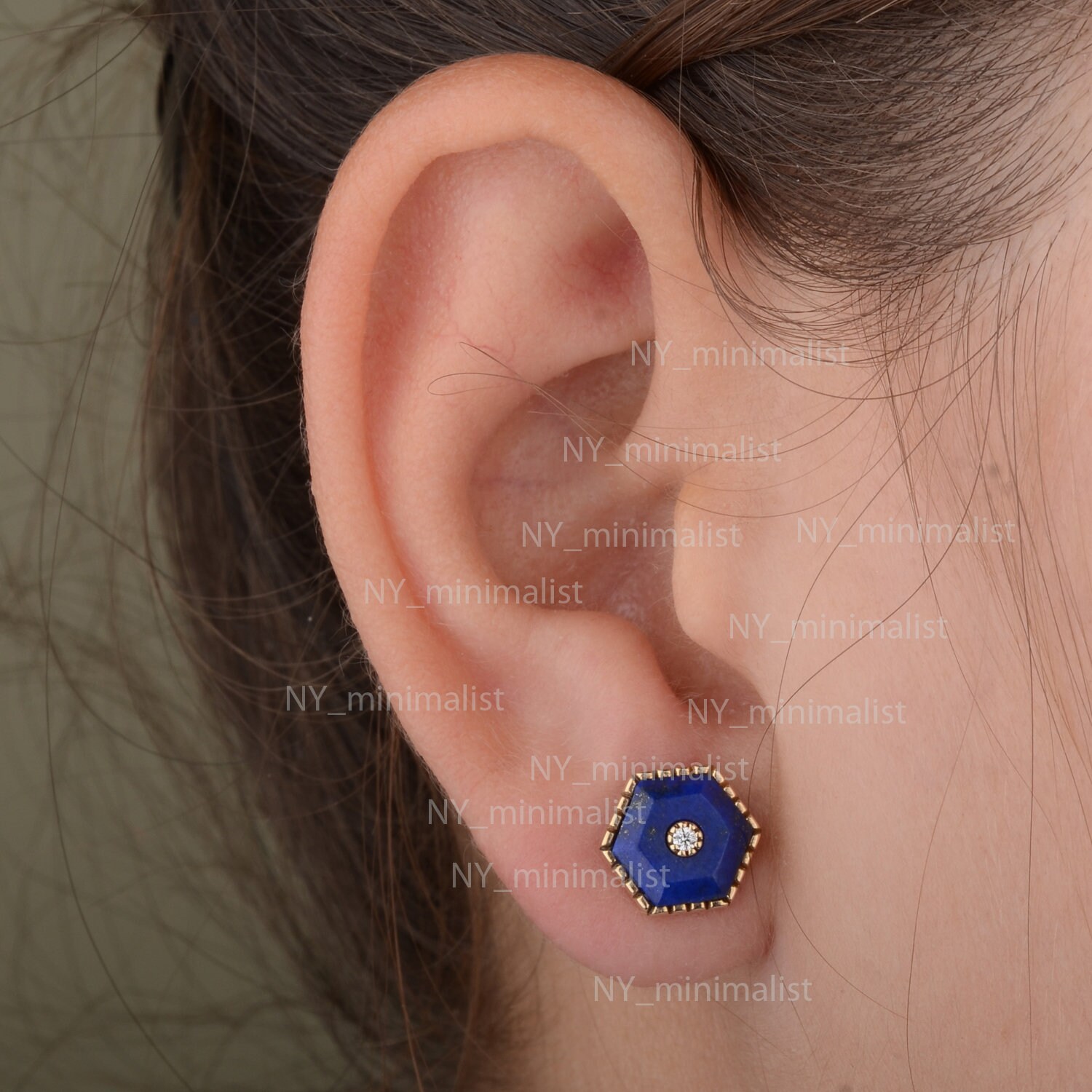 Push Back Stud Earrings in Solid 14k Yellow Gold Octagon | Etsy