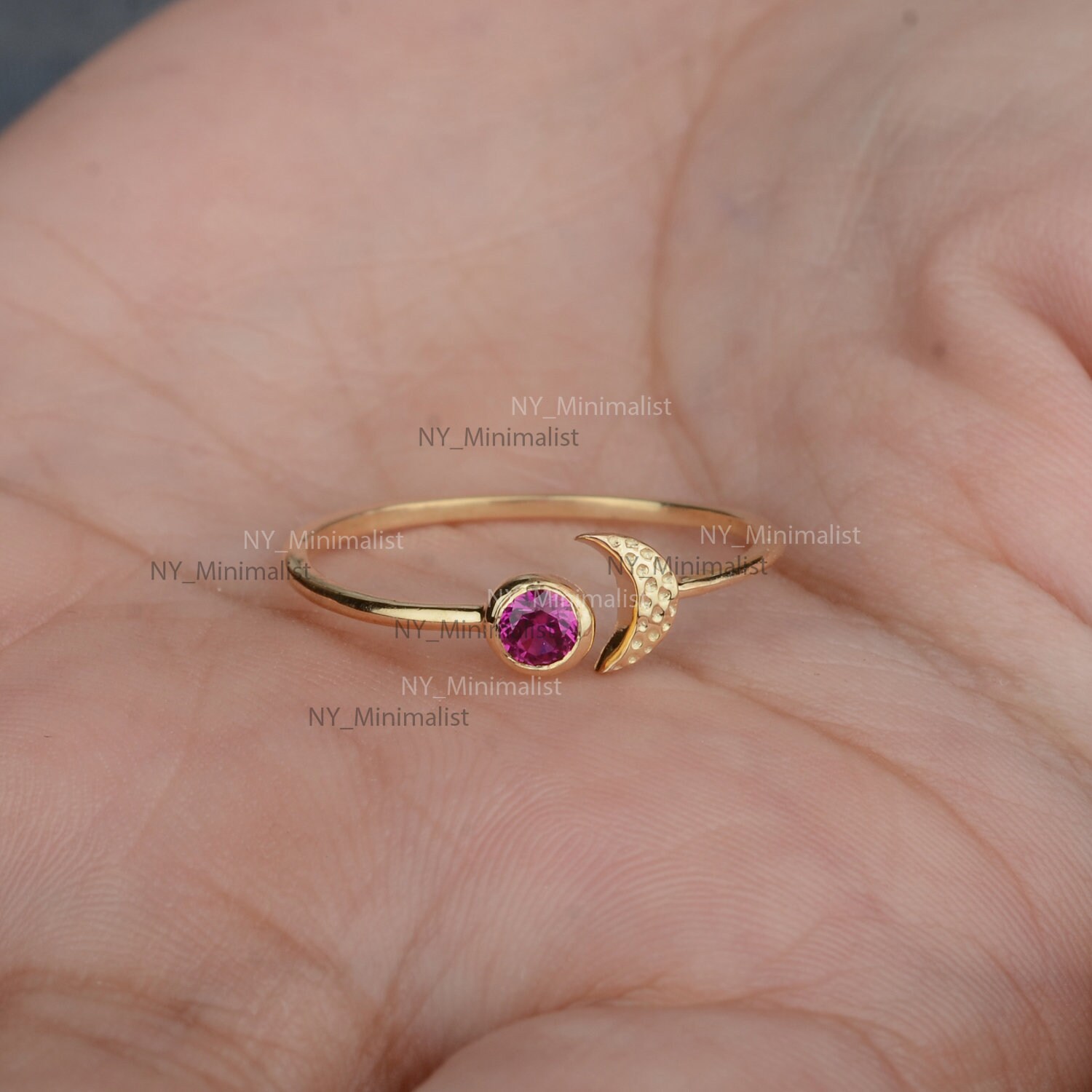 Genuine 0.26 Ct. Ruby Gemstone Sun & Moon Openable Cuff Ring | Etsy