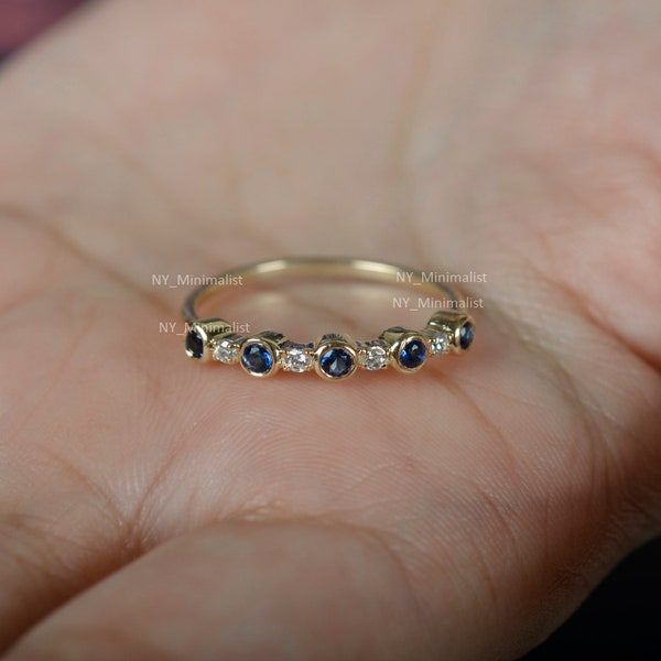 Genuine Sapphire Half Eternity Ring - Etsy