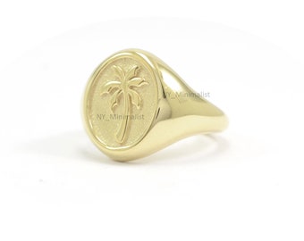 Palm Tree Gold Ring - Etsy