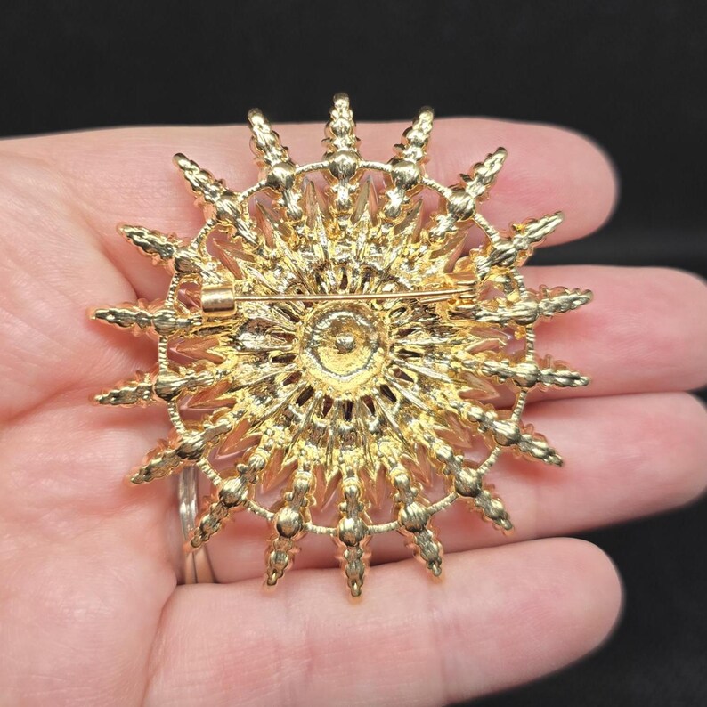 Purple Atomic Star Flower Rhinestone Brooch Pin Gold Tone Metal MCM - Etsy