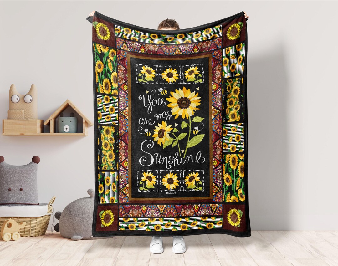 Sunflower You Are My Sunshine Blanket, Sunflower Fleece Sherpa Blanket ...
