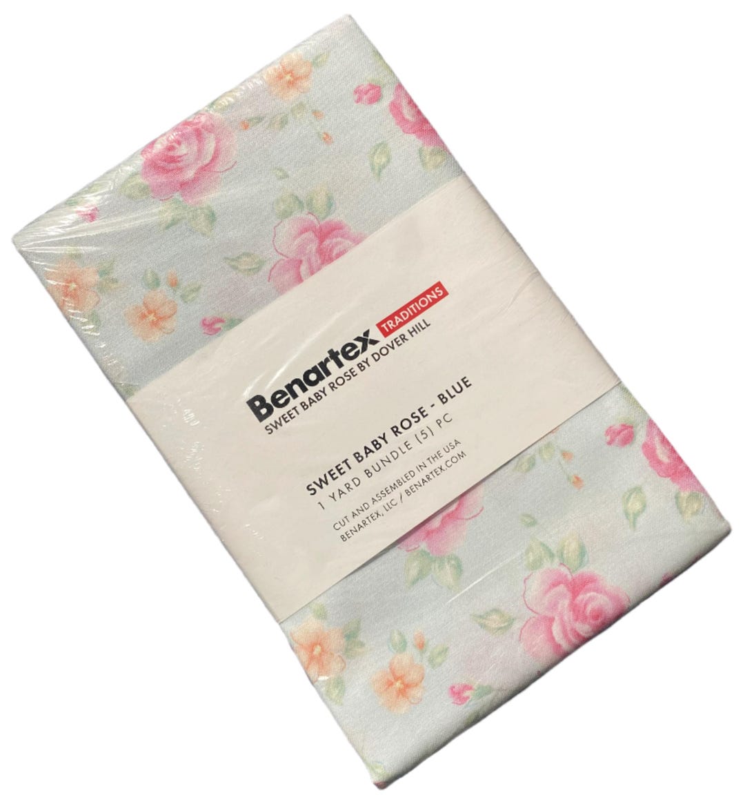 Fabric 6 Yard Bundle sweet BABY ROSE blue by Dover Hill for Benartex ...