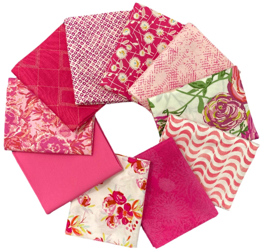 Quilt Shop Quality Fabric Half Yard Pack Life is Pink AGF Color Master ...