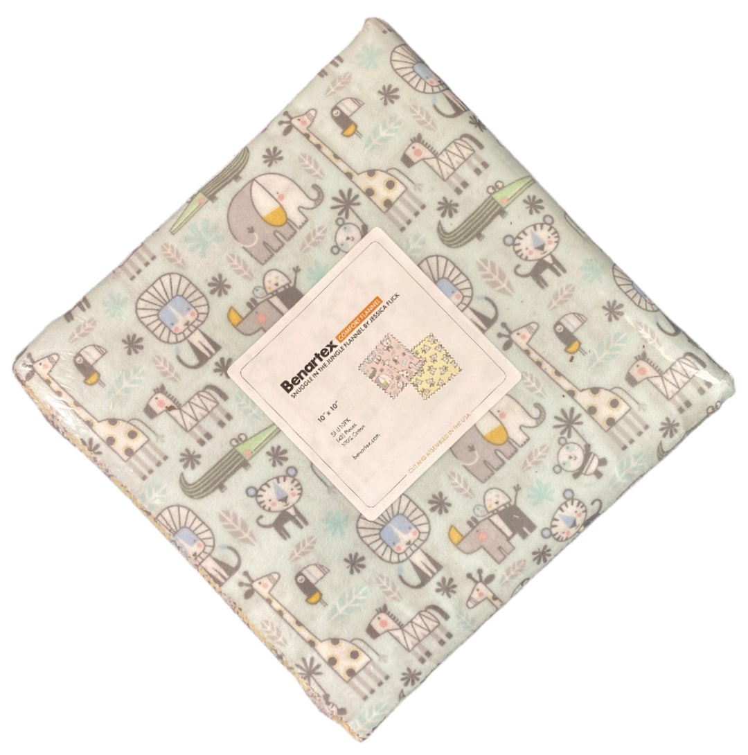 Layer Cake SNUGGLE in the JUNGLE Flannel by Jessica Flick for Benartex ...