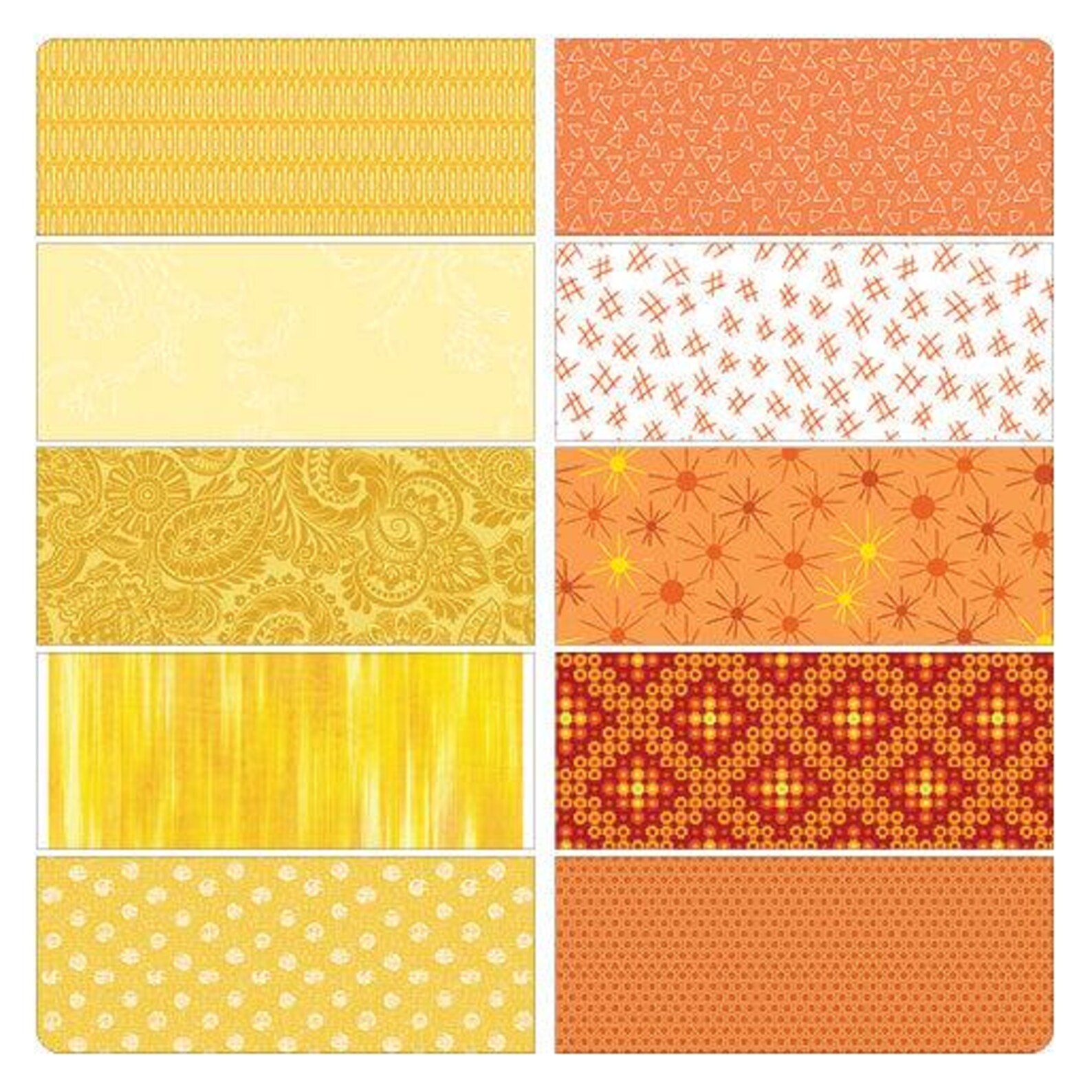 10 Fabric Fat Quarter Bundle - Color Elements Orange and Yellow by ...