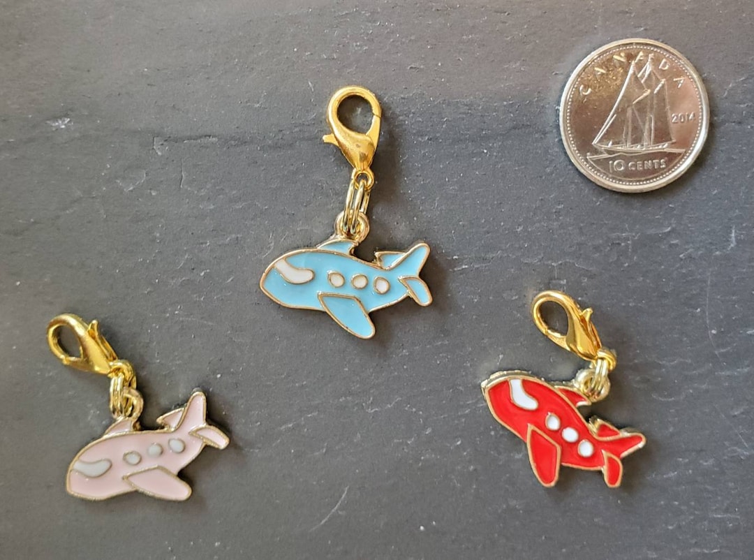 Plane, Jet, Airplane, Aeroplane Zipper Charm, Enamel, Lobster Clip ...