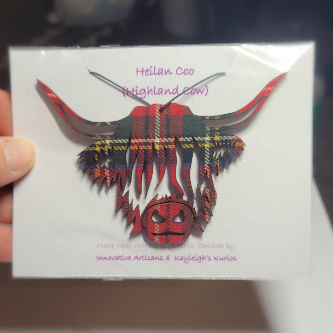 Heilan Coo Aka Highland Cow, Ornament, Double Sided, Red Royal Stewart ...