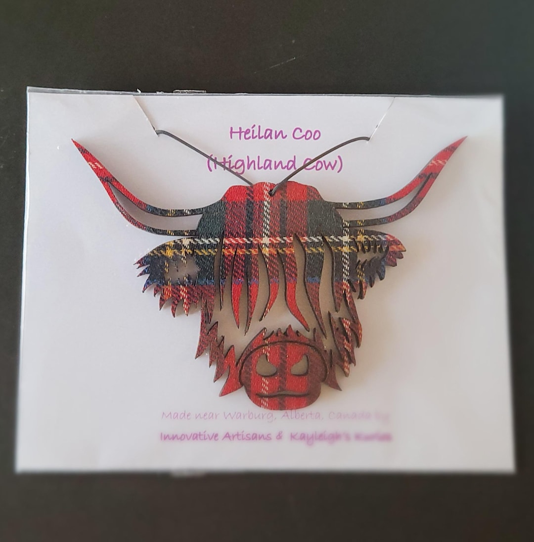 Heilan Coo Aka Highland Cow, Ornament, Double Sided, Red Royal Stewart ...