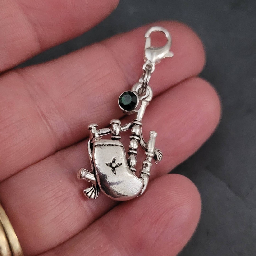 Bagpipes Zip Charm, Silver Coloured Zipper Pull, Sparkle, Lobster Clip ...