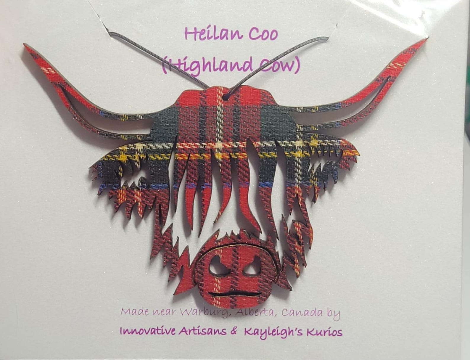 Heilan Coo Aka Highland Cow, Ornament, Double Sided, Red Royal Stewart ...