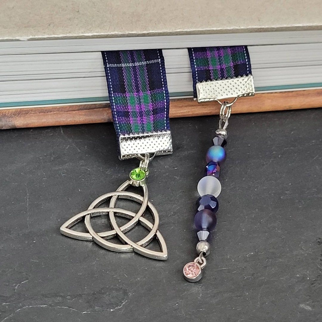 Scottish Tartan Ribbon Bookmark, Celtic Knot, Crystals, Beautiful Gift ...