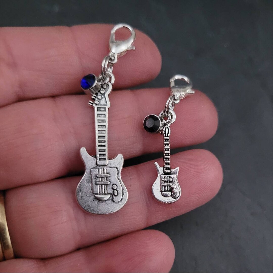 Guitar Zip Charms, Silver Coloured Zipper Pull, Sparkle, Lobster Clip ...