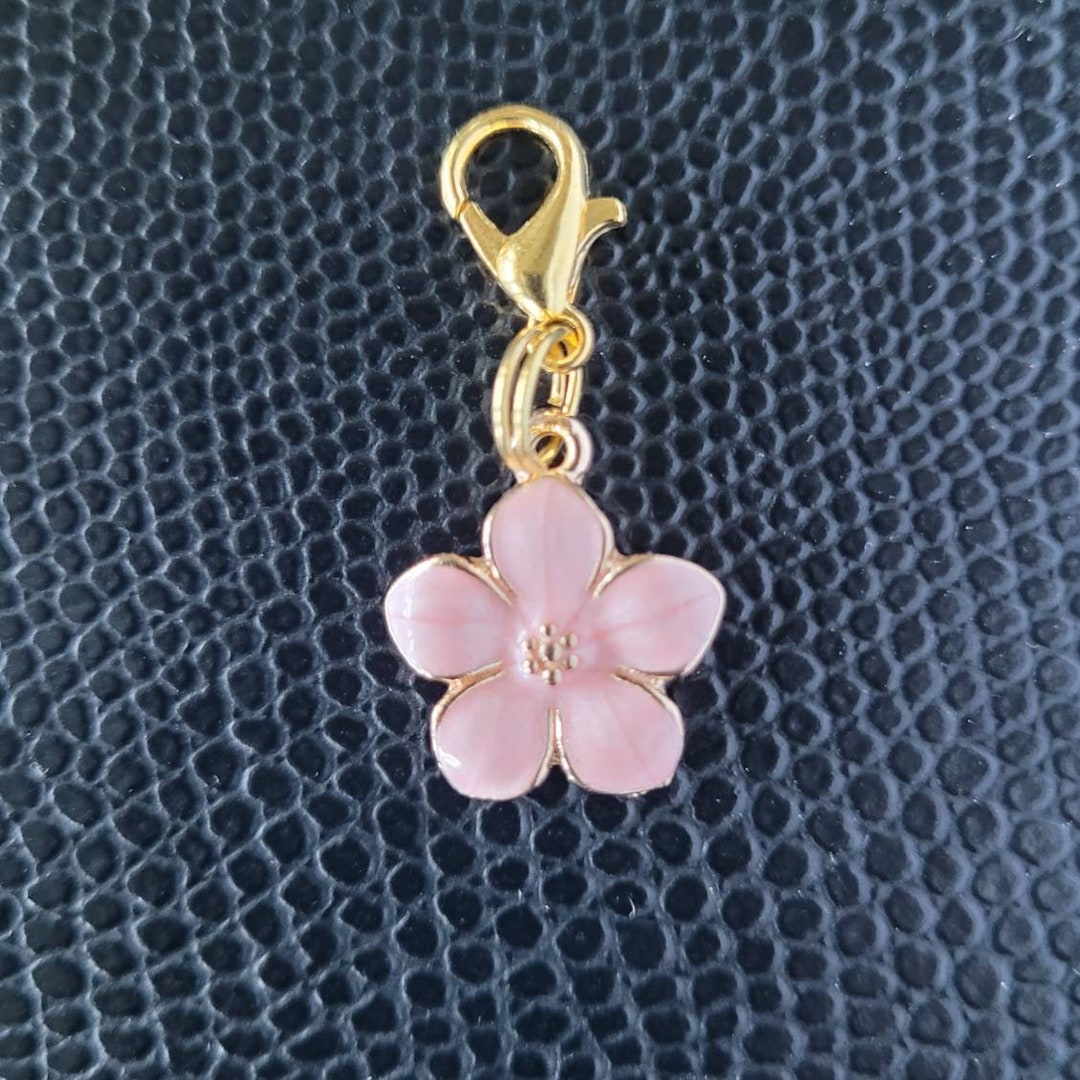 Lovely Little Flower Zipper Pull Charm, Enamel, Cherry, Blossom, Sakura ...