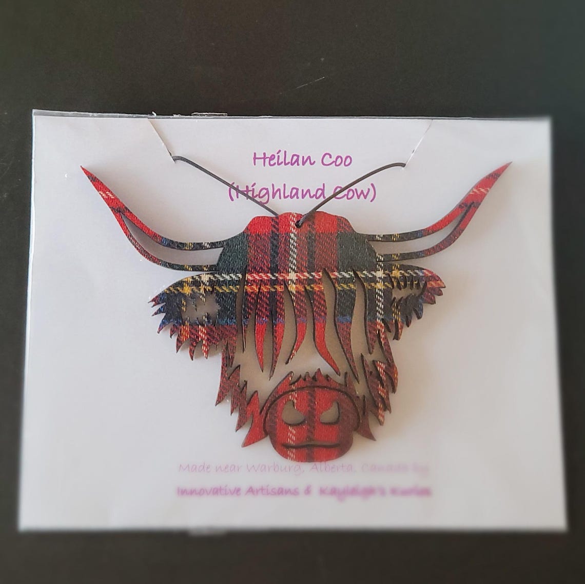 Heilan Coo Aka Highland Cow, Ornament, Double Sided, Red Royal Stewart ...