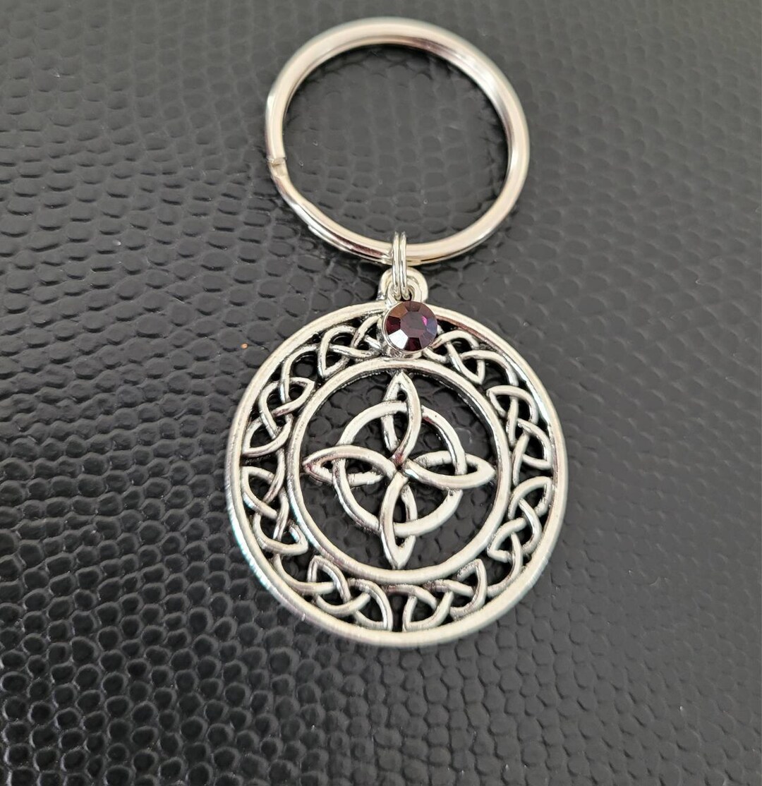 Celtic Cross and Knotwork Keyring, Scottish, Sparkle, Silver Colour ...
