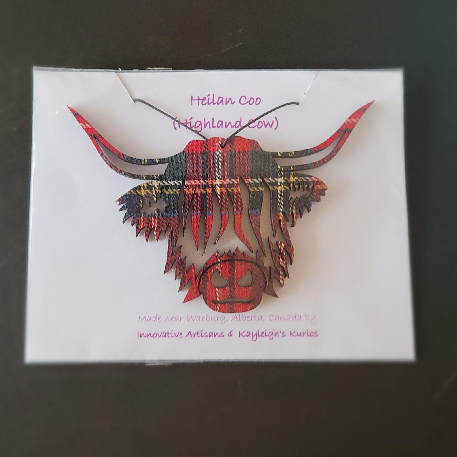 Heilan Coo Aka Highland Cow, Ornament, Double Sided, Red Royal Stewart ...