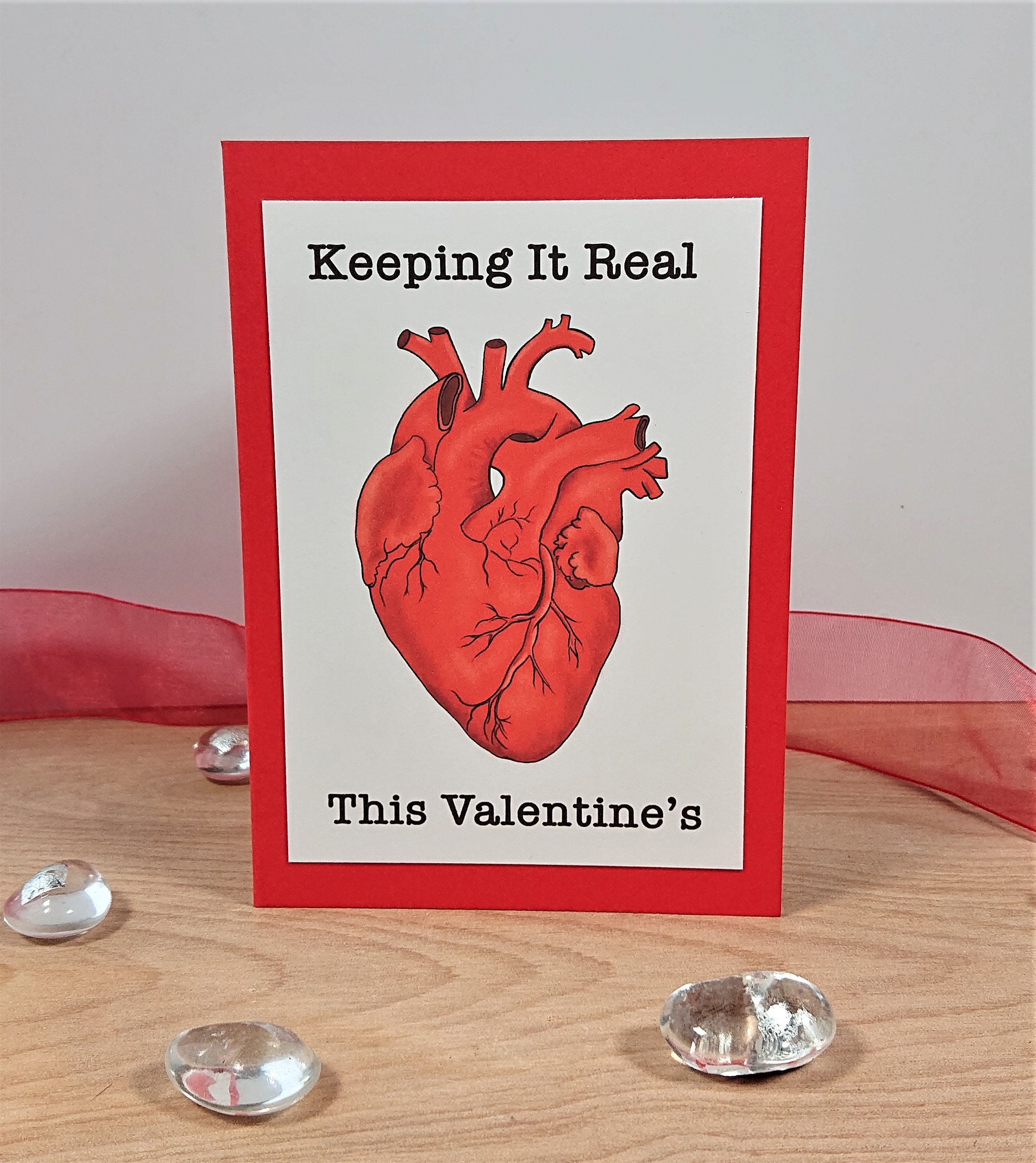 Valentine's Card Anatomical Heart Keeping It Real | Etsy