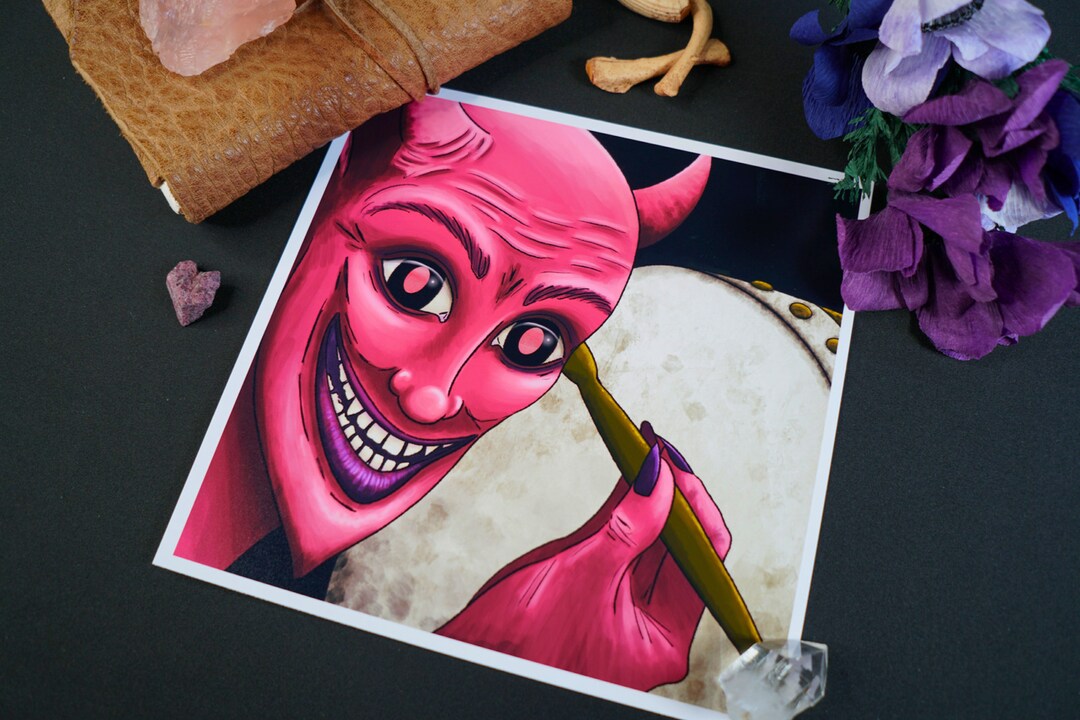Creepy Storyteller Art Print Tall Tales Devil Drum Player - Etsy