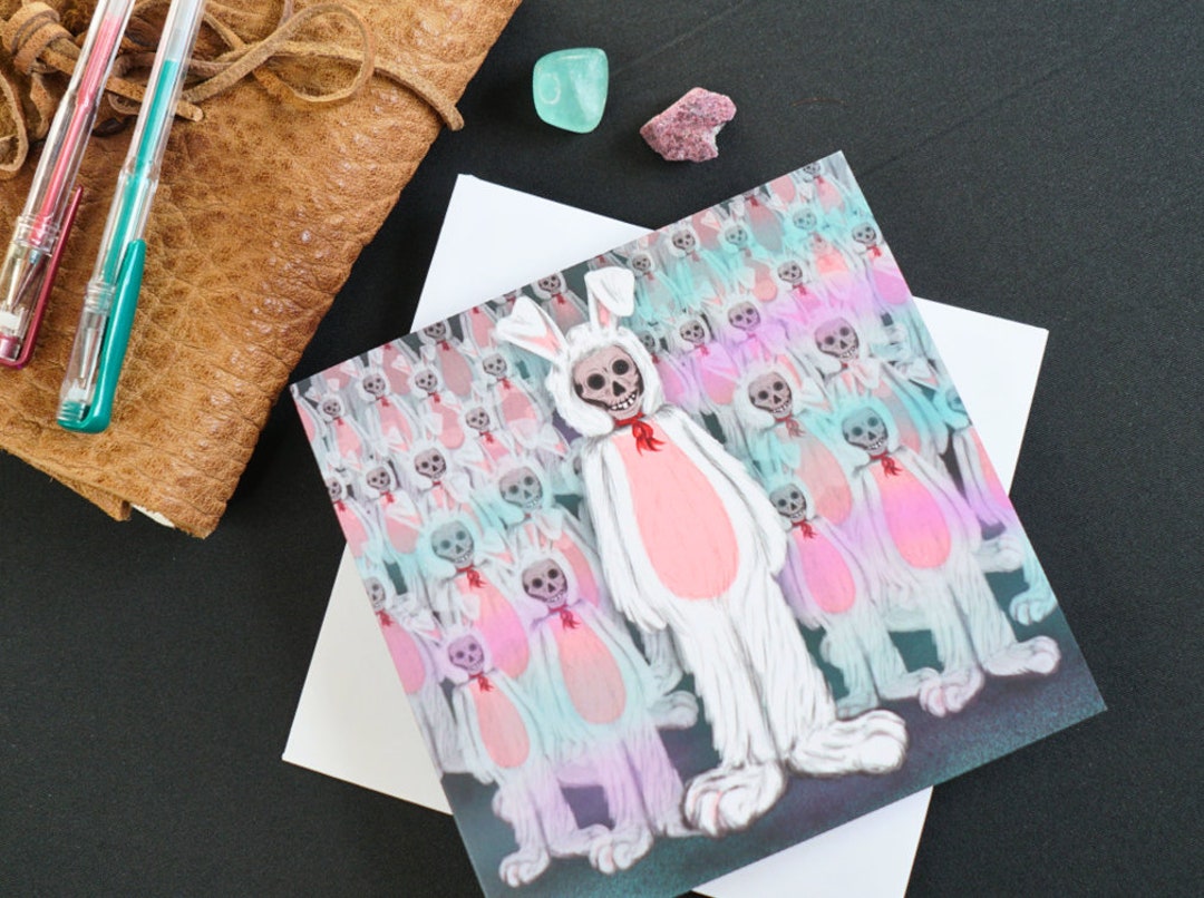 Creepy Rabbit Card Undead Bunny Greetings Card Alternative Easter Note ...