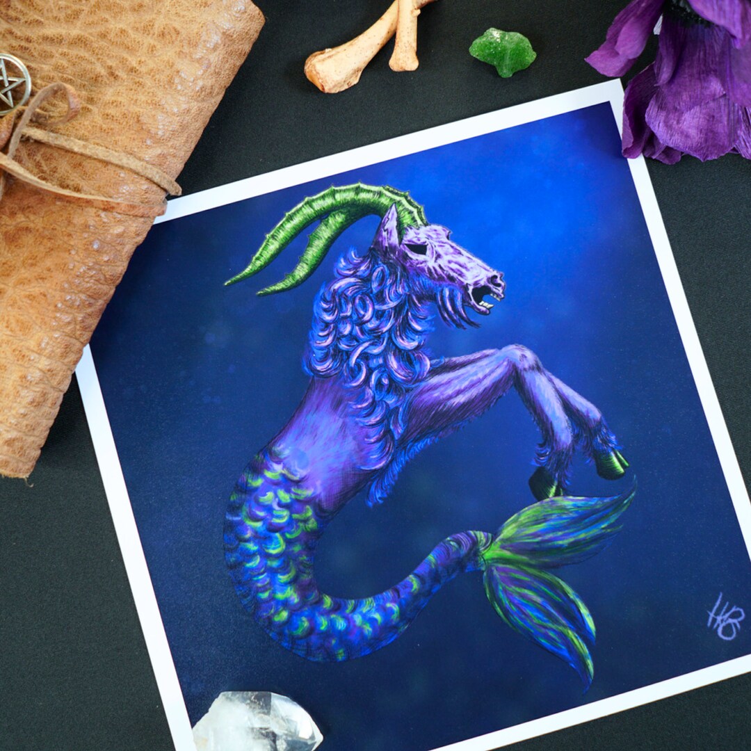 Capricorn Art Print Creepy Sea Goat Zodiac Creature - Etsy