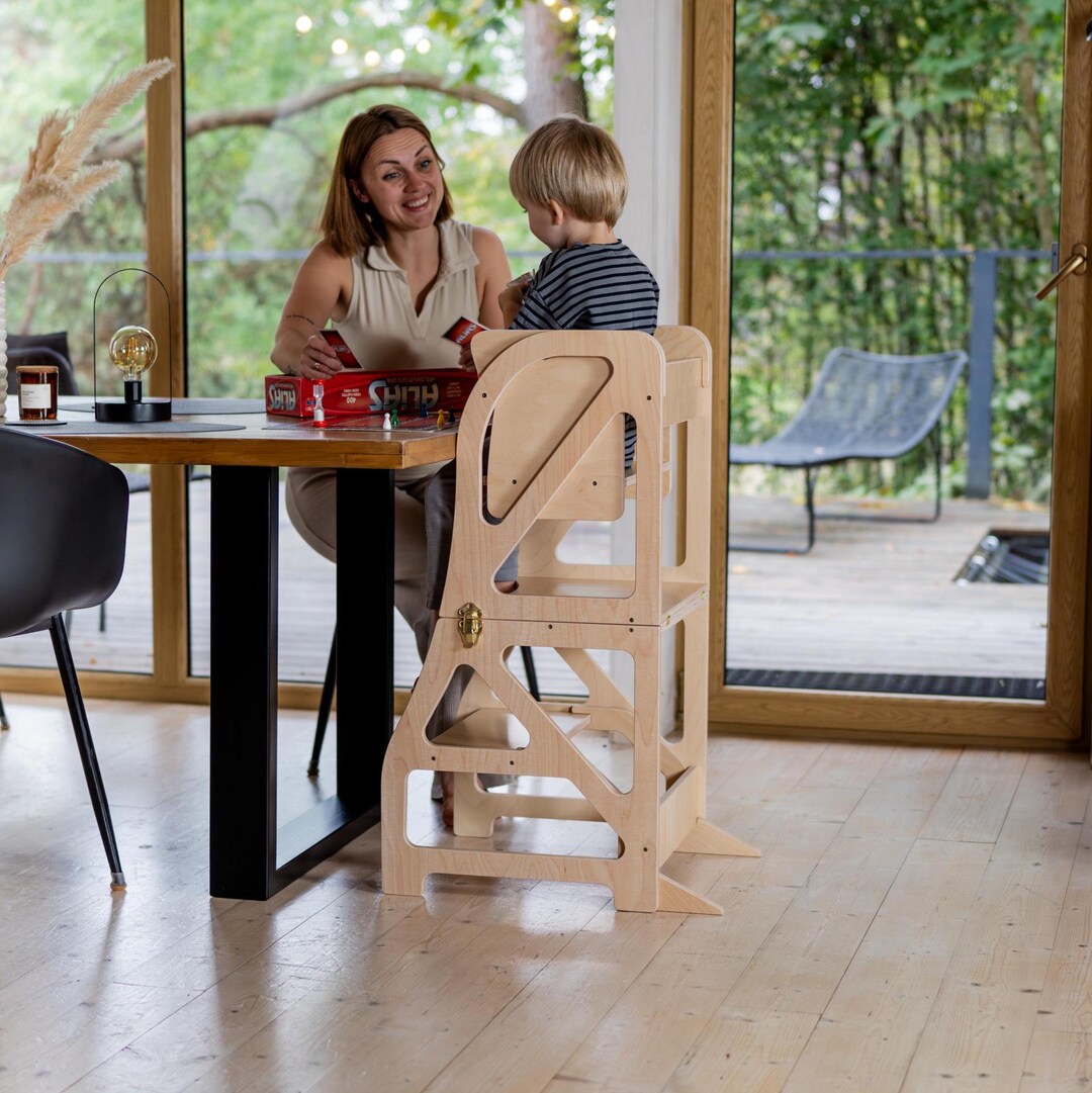 3-in-1 Kitchen Tower : High Chair, Step Stool, Kids Desk. - Etsy Australia