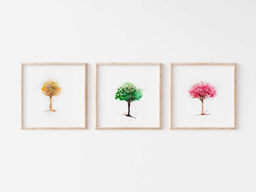 SET OF Trees Wall Art DOWNLOADABLE Minimalist Trees Spring | Etsy