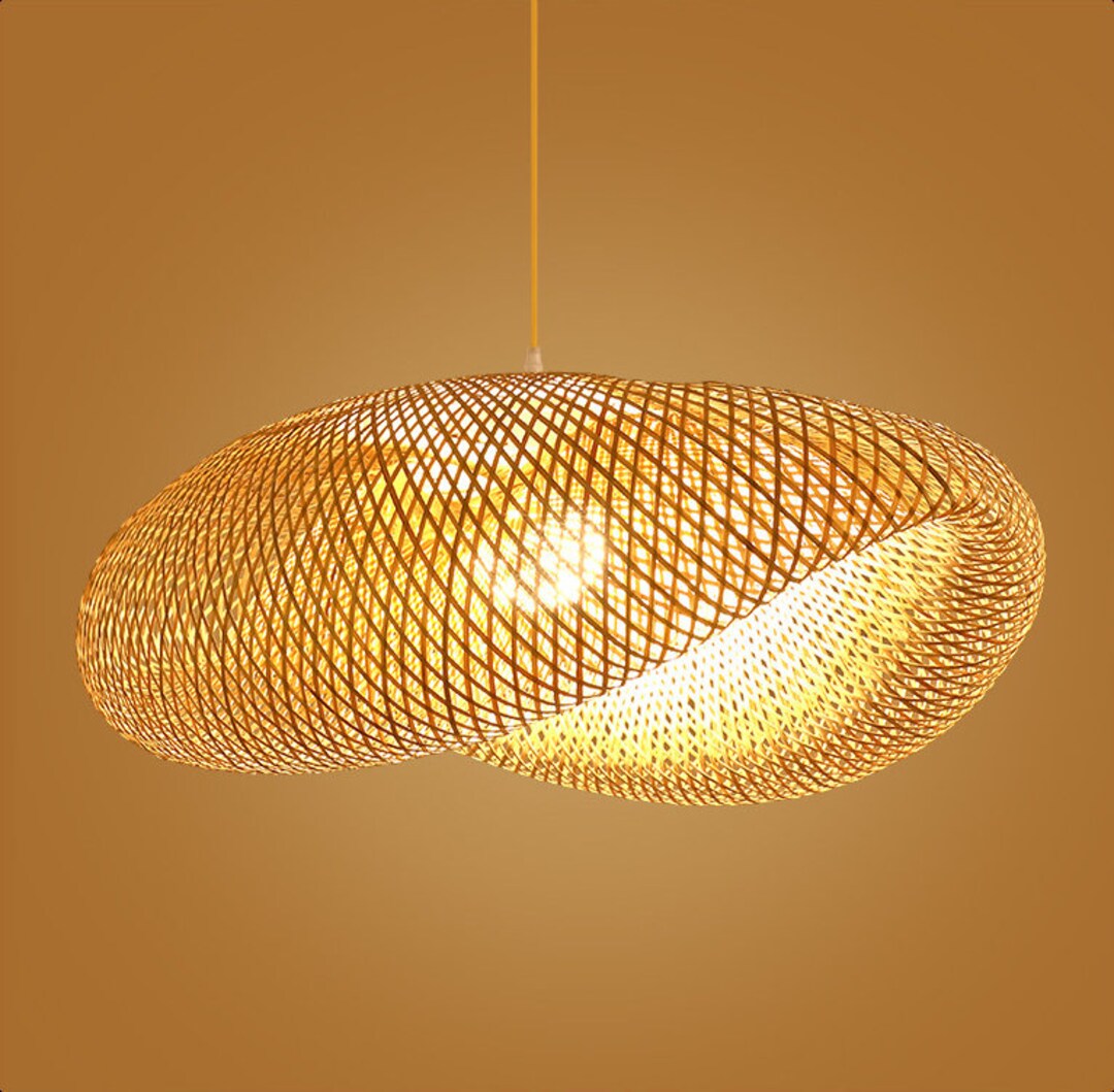 Retro Lamp Chandelier Rattan Ratan Lamp Boho Lamp Rustical Lamp Vintage ...