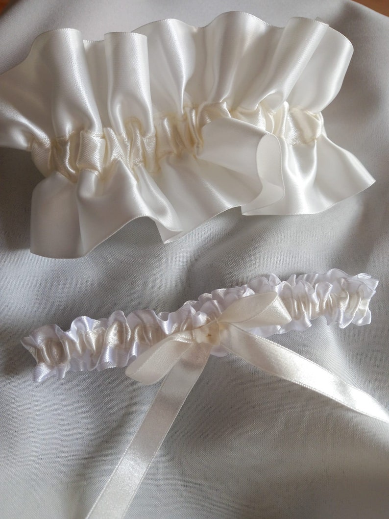 Set of Bridal Garter. White Satin Bridal Lingerie - Etsy
