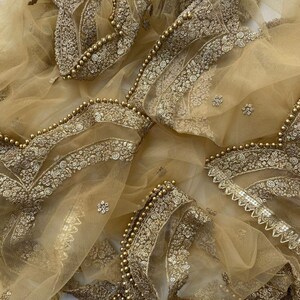 Gold Sequin Zari Scalloped Net Dupatta - Etsy
