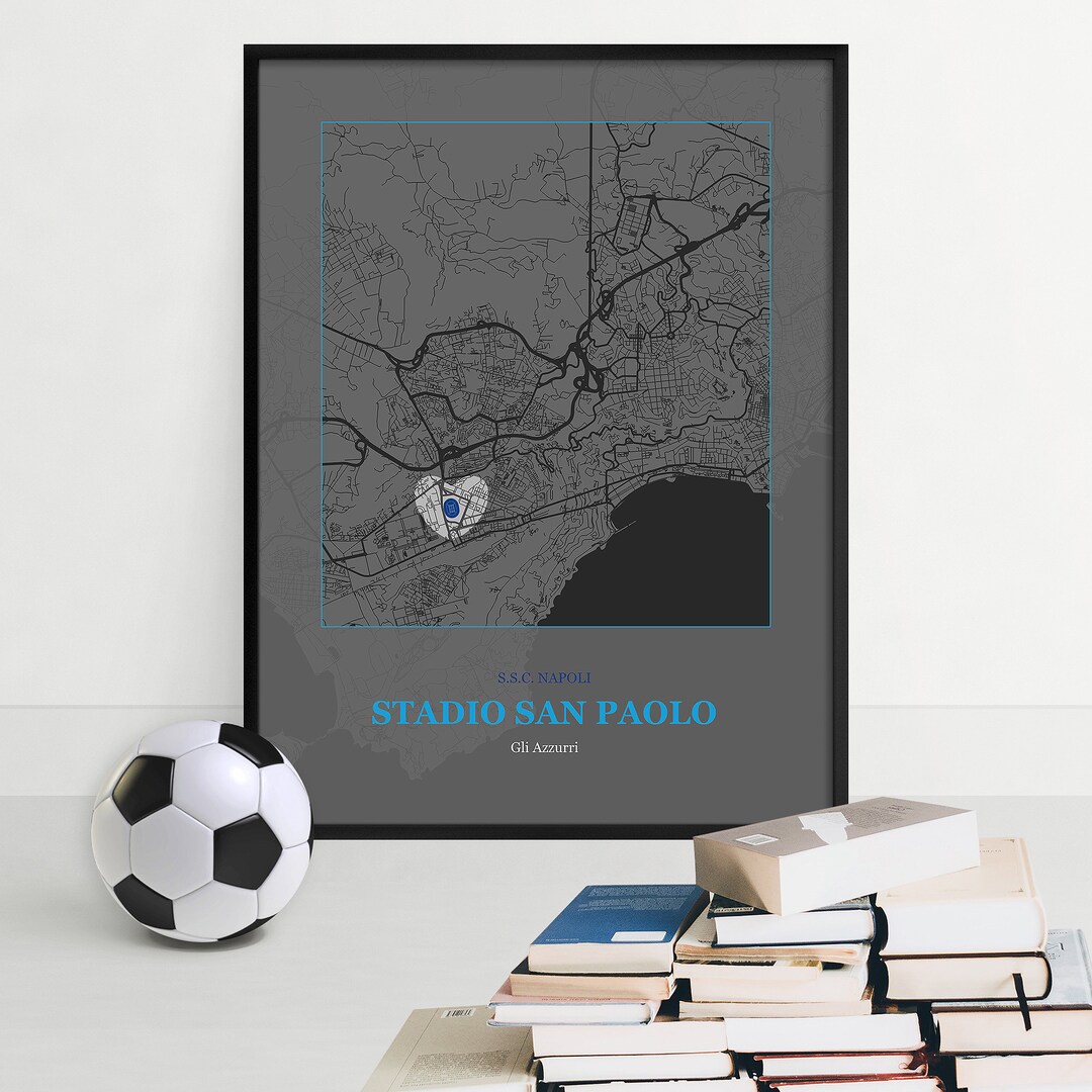 Stadio San Paolo Stadium Map Print, SSC Napoli Wall Art Poster, Street ...