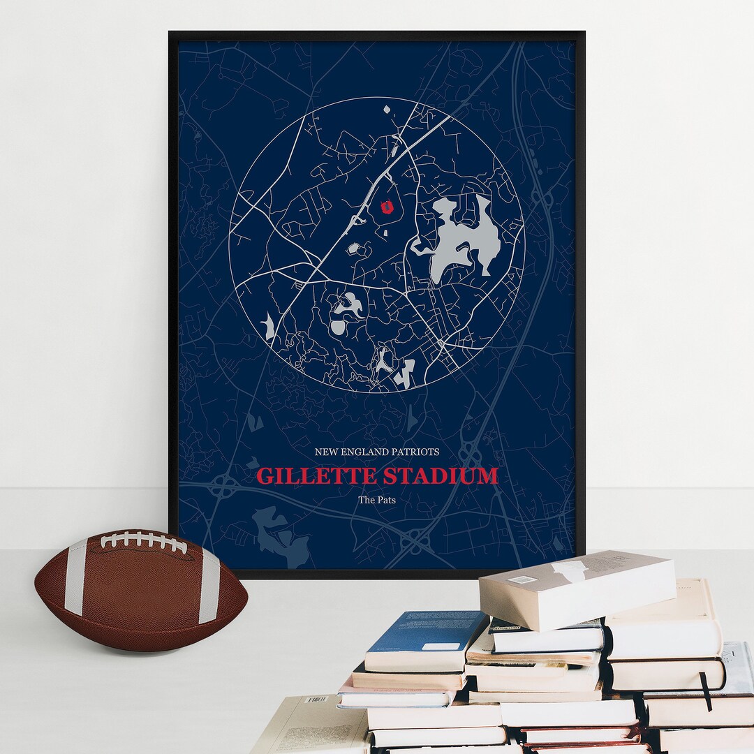 Gillette Stadium, Stadium Map Print, New England Patriots Street Map ...