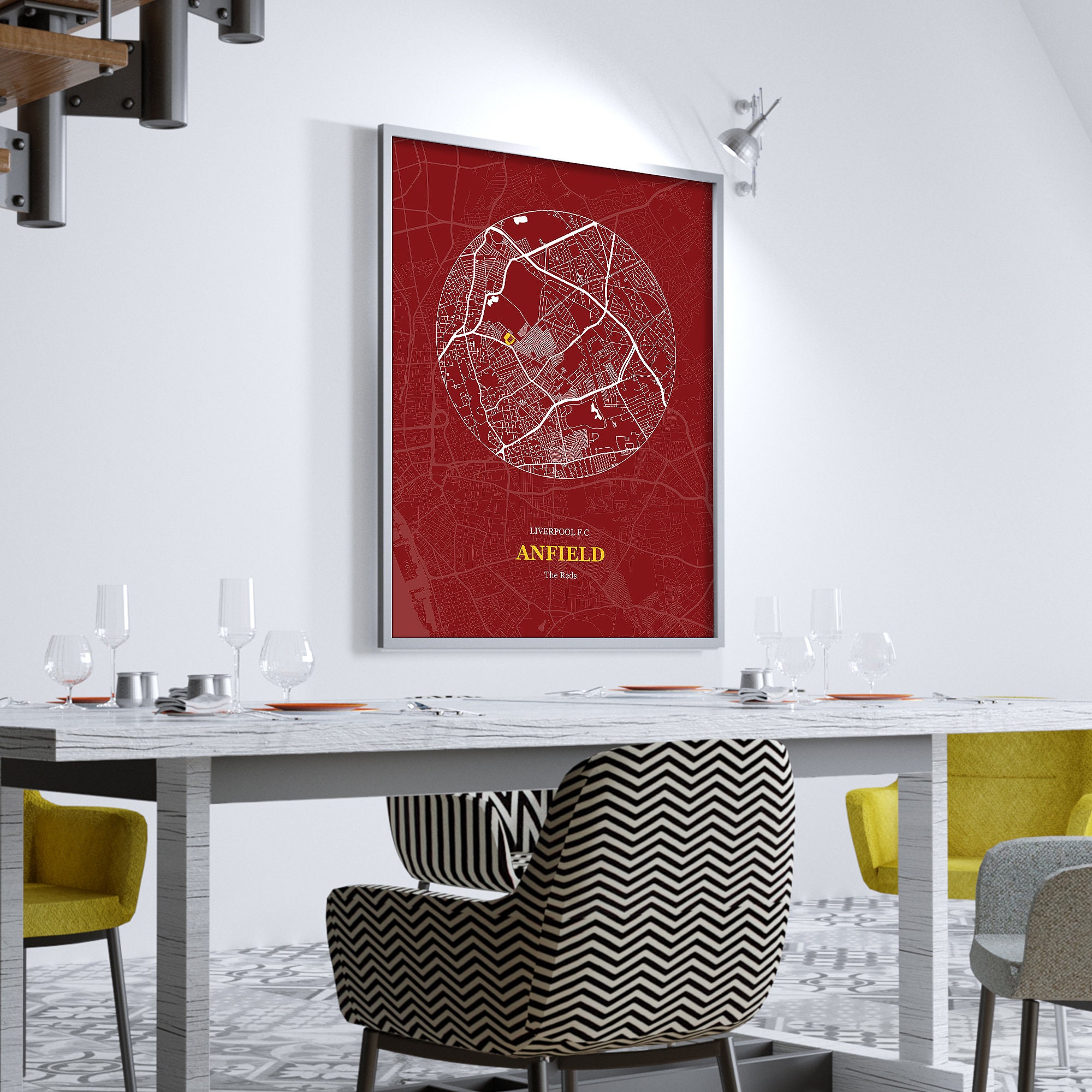 Anfield Red, Stadium Map Print, Liverpool Street Map, Football Stadium ...