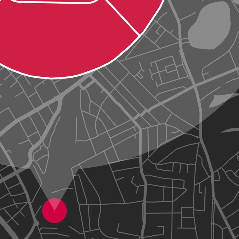 Stadium Map Print, Arsenal Wall Art Poster, Street Map, Football ...