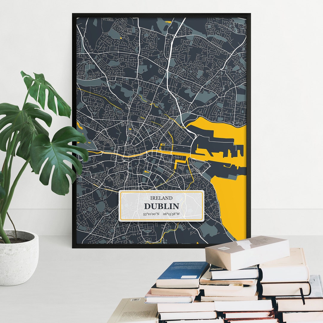 Dublin Map Print / Dublin Wall Art Poster / Dublin Street Map - Etsy España
