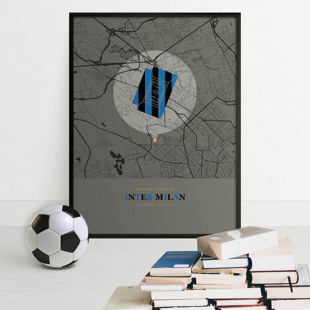 Stadium Map Print, Milan Wall Art Poster, Street Map, Football Stadium ...