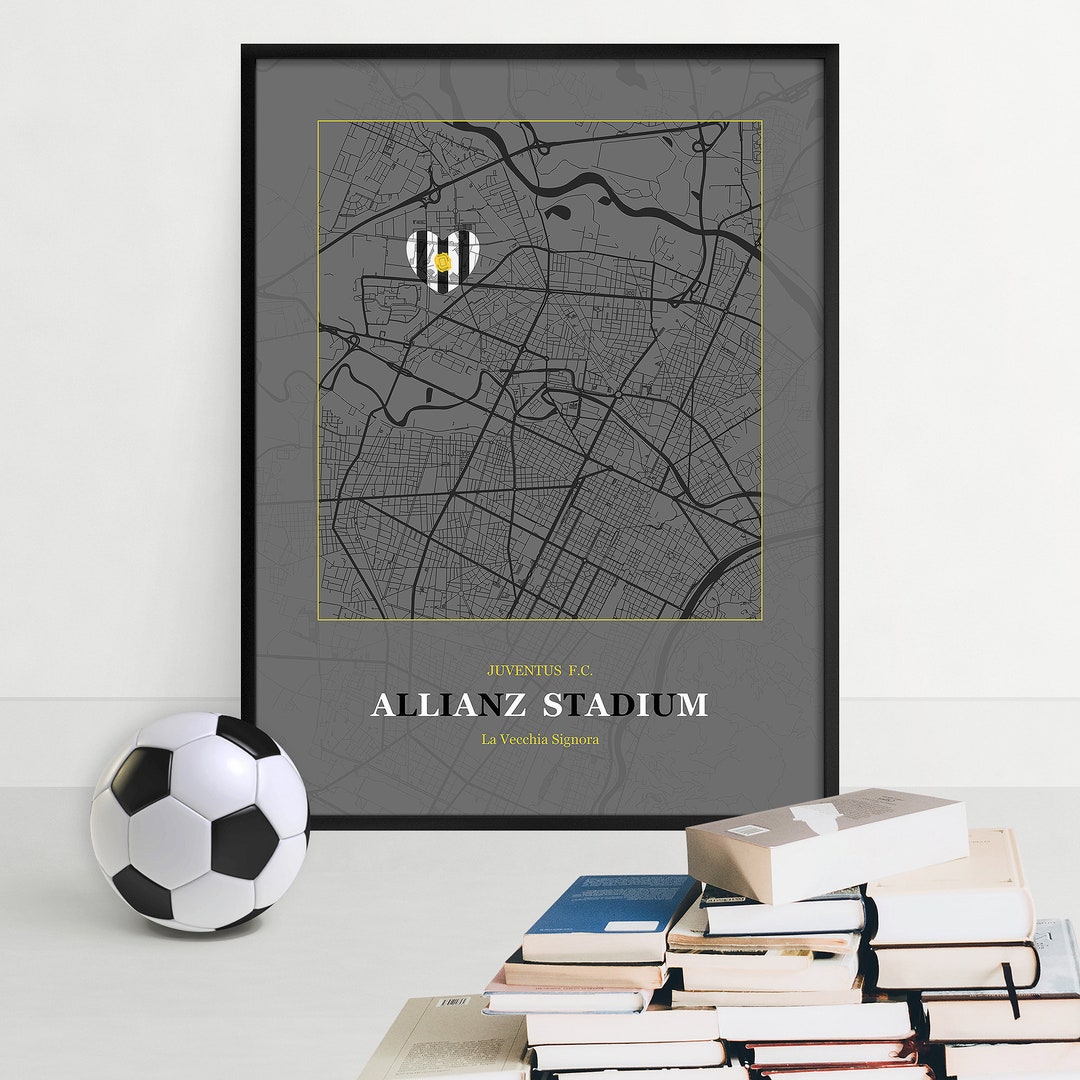Allianz Stadium Map Print, Juventus Wall Art Poster, Street Map ...