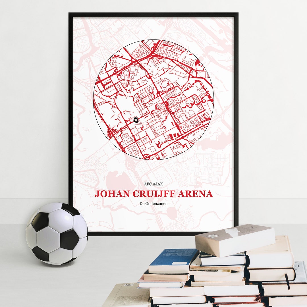 Johan Cruyff Arena, Stadium Map Print, AFC Ajax Street Map, Football ...